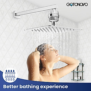 gotonovo 20 Stage Shower Head Filter for Hard Water,Shower Filter with 2 Replaceable Cartridges, High Pressure Shower Water Filter Removes Odors and Impurities Polished Chrome
