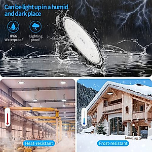 Viugreum 2pack LED High Bay Light 5000K, 200W, 20000Lm(Ip65) UFO High Bay Lights with US Plug Commercial Bay Lighting for Barn/Garage Commercial Warehouse Car Wash Shop UFO Lights, Hanging Chain