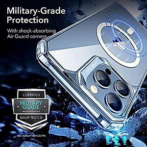 ESR Air Armor Magnetic Case with HaloLock Compatible with iPhone 13 Pro Case, Compatible with MagSafe, Military-Grade Protection, Yellowing-Resistant Hard Back, Shock-Absorbing Corners, Clear