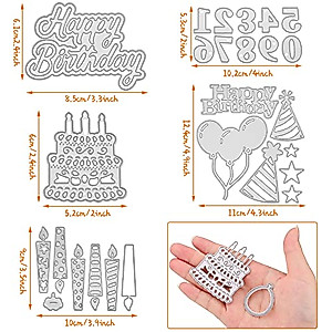 30 Pieces Dies Cut, Metal Happy Birthday Cake Cutting Dies Happy Birthday Balloons Cake Stencils Cutting Dies for Birthday Party Card Making Balloons Party Invitation Card Album Scrapbooks Crafts