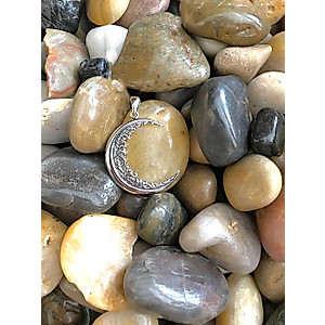 Jewelry Trends Sterling Silver Large Floral Leaf Crescent Moon Pendant