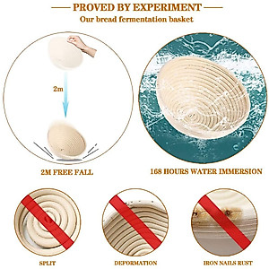 3pcs 5" Banneton Proofing Basket Round Bread Brotform with Liner Eco-Friendly Natural Rattan for Professional & Home Bakers