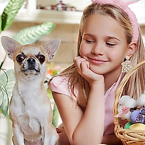 2 Pairs Easter Earrings for Women Beaded Easter Egg Bunny Earrings Letter HAPPY EASTER Earrings Cute Rabbit Dangle Earrings Spring Holiday Jewelry Gifts (Style C)