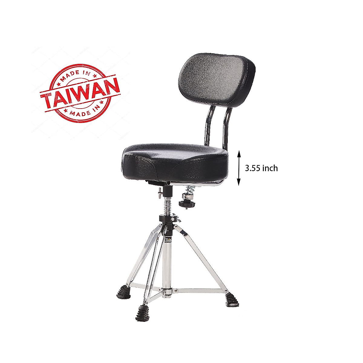 Boltd Drum Throne Made in Taiwan Adjustable Motorcycle Style with Large Backrest Seat Comfortable Drum Set Percussion Stool