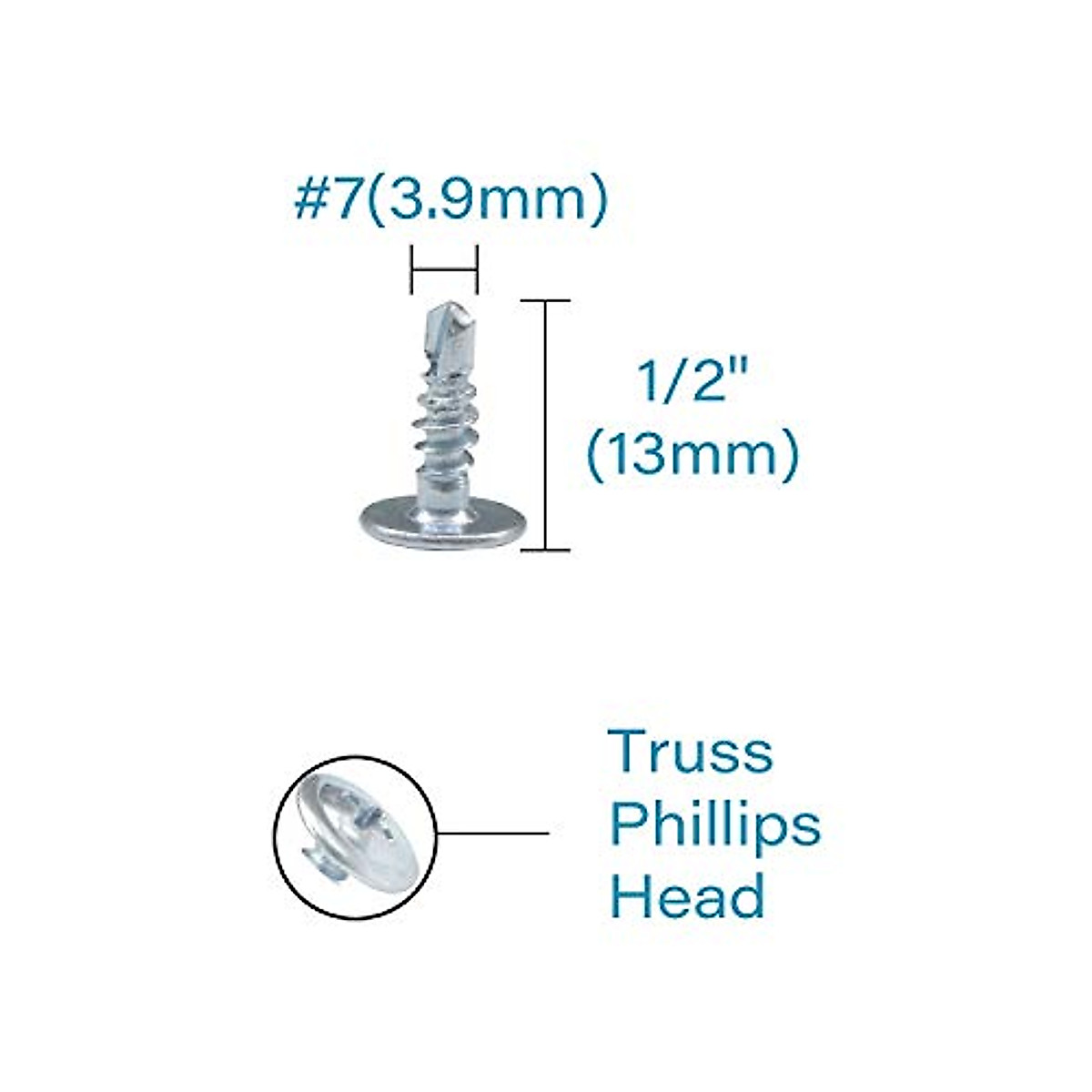 IMScrews 50pcs #7 x 1/2" Self Drilling Truss Head Screws Standard Thread Wood Work MDF Zinc
