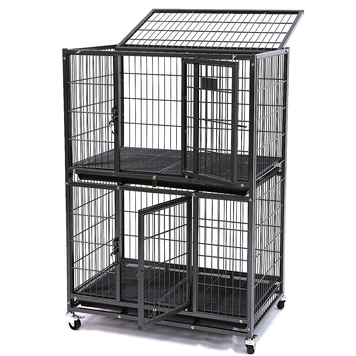 Homey Pet New 2 Levels 31" Crate with Durable Plastic Black Tray and Caster (Cage)