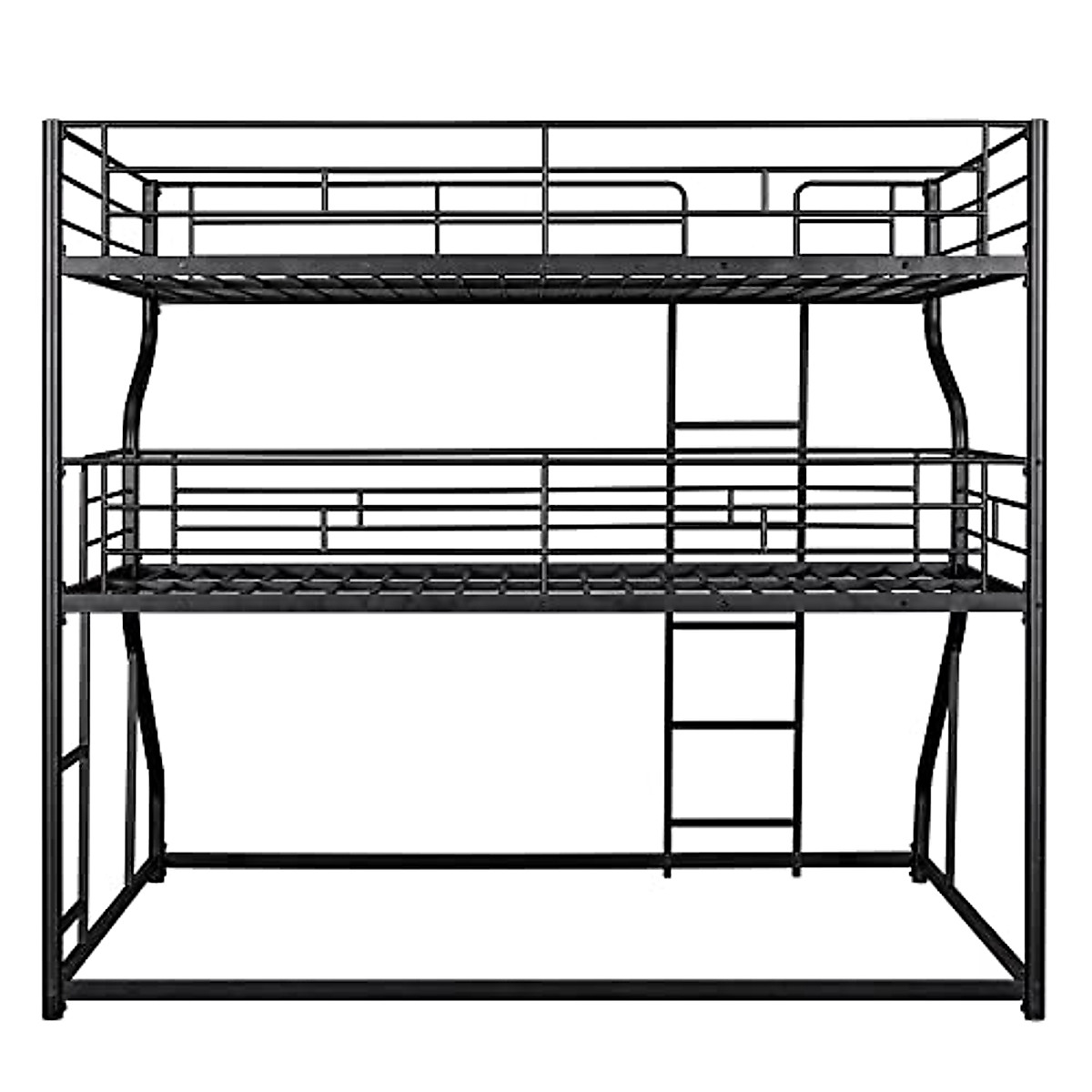 RORIGAT Metal Triple Beds Full XL Over Twin XL Over Queen Size, 3 Bunk Bed Frame with Long and Short Ladder for 3, Heavy Duty Bunk Beds for Kids Teens Adult,Black