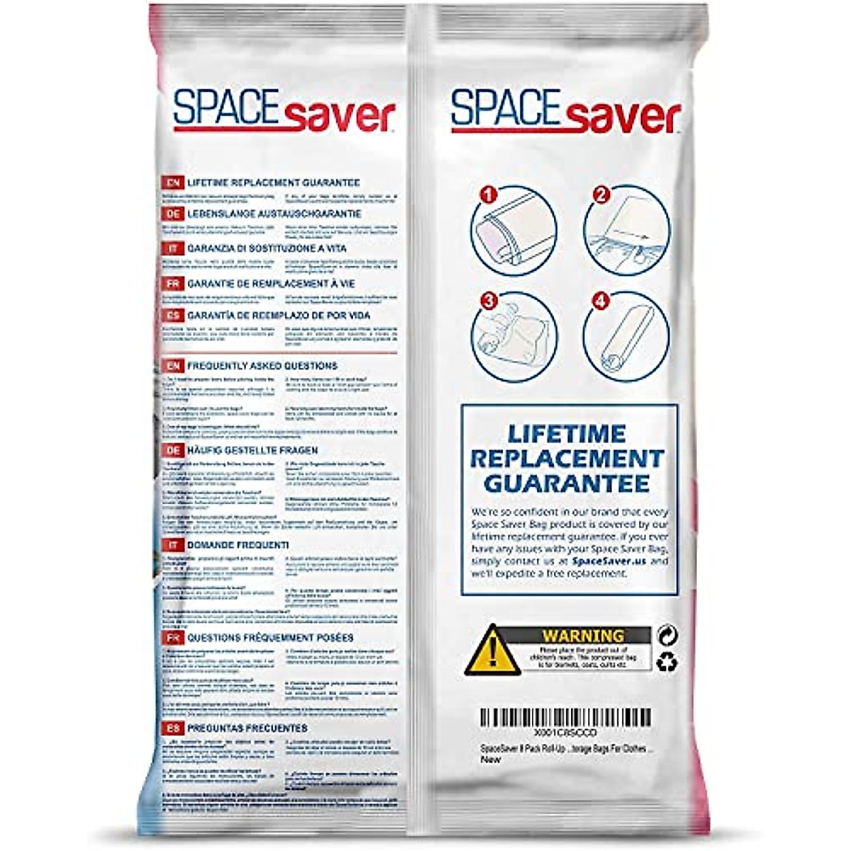 Spacesaver Premium Travel Roll-Up Storage Bags with Double-Zip Seal and Triple-Seal Turbo Valve, Get Maximum Space Saving and 80% More Storage (Travel 8 Pack)