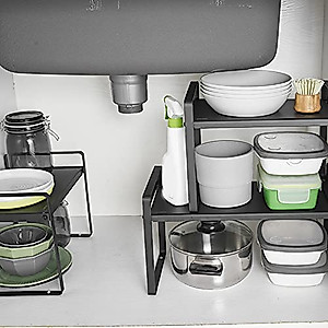 Kitchen Shelf, Large loadbearing Cabinet Shelf Stand Multifunction for Office Kitchen Bathroom 21 * 51cm Long Black Carbon Steel