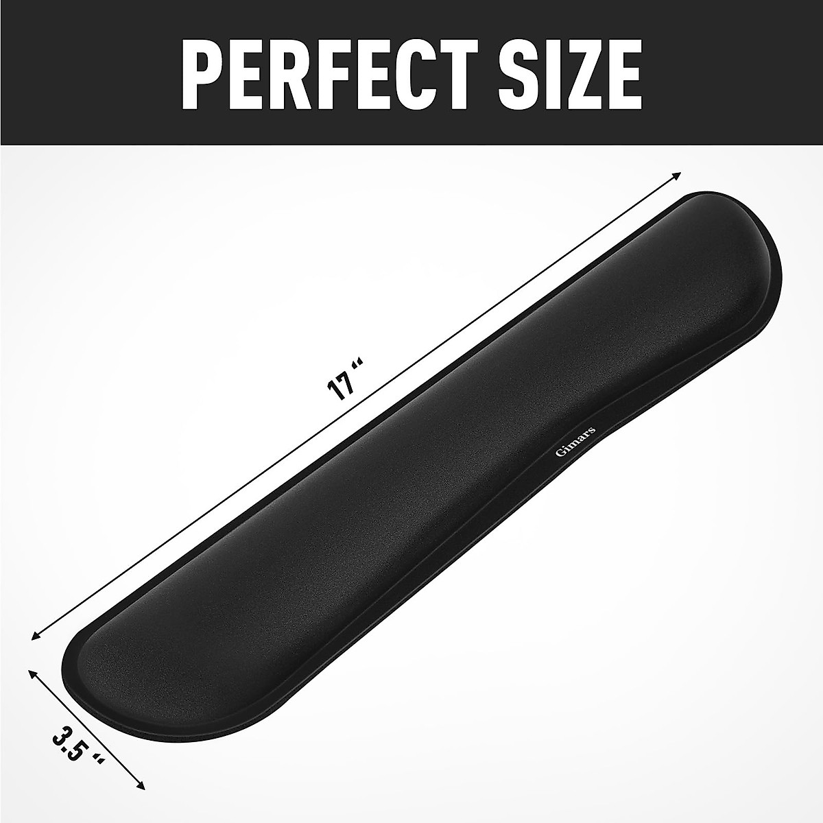 Gimars Keyboard Wrist Rest Pad with 63D High-Density Thicken Enlarge Memory Foam, Anti-Slip Rubber Base and Ergonomic Design for Office,Gaming, Computer, Laptop, Mac, Carpal Tunnel Pain Relief, Black