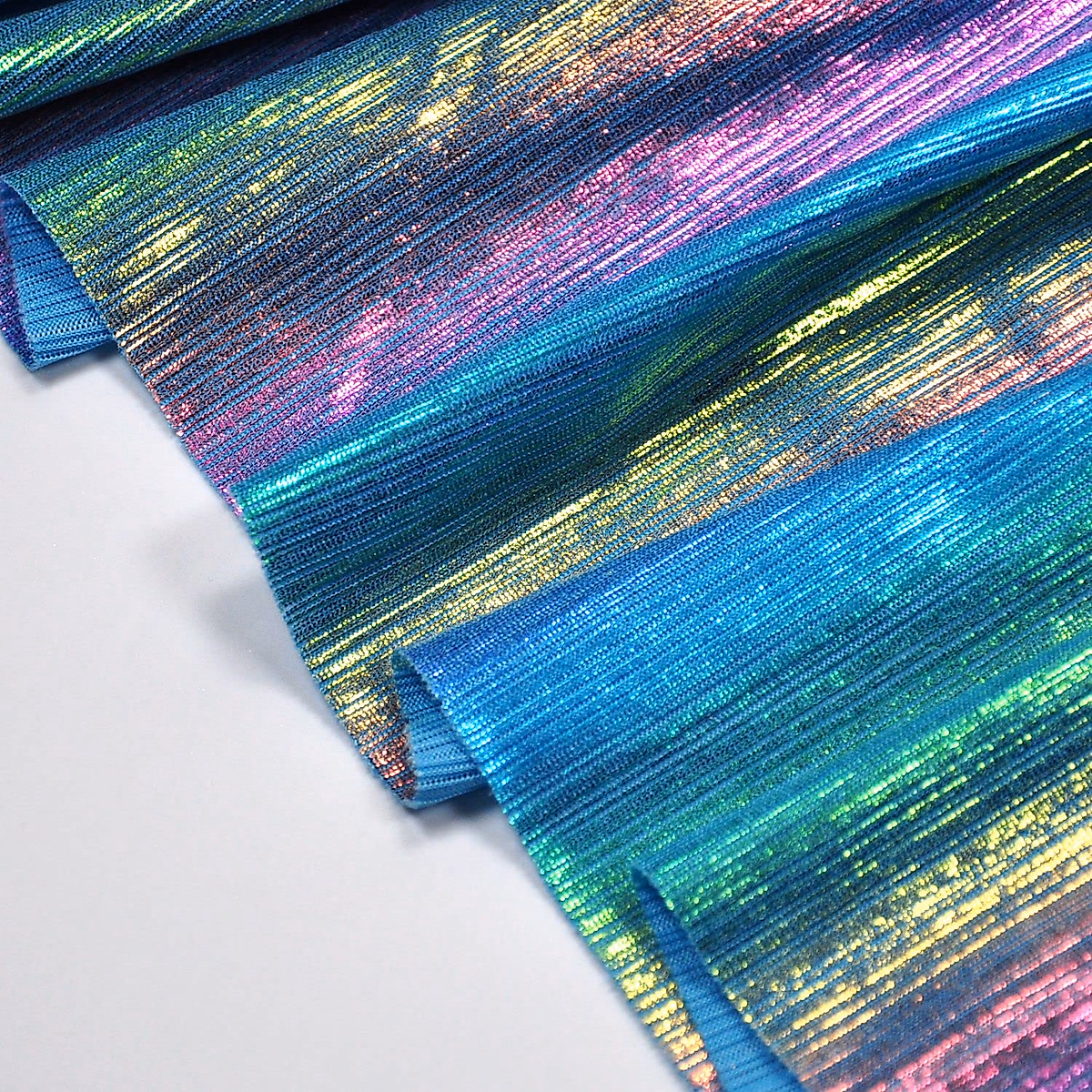 Shining Iridescent Hologram Laser Fabric Knit Crepe 58" Wide for Cloth Craft Upholstery by 2 Yards (72inch Sky)