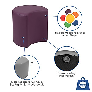 Flash Furniture Nicholas Soft Seating Flexible Moon for Classrooms and Common Spaces - 18" Seat Height (Purple)