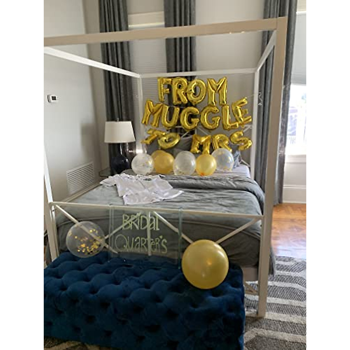 LaVenty Set of 15 From Muggle to Mrs Banner From Muggle to Mrs Balloons Bridal Shower Bachelorette Banner