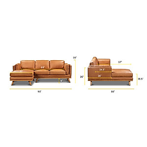 POLY & BARK Cadiz Left-Facing Sectional Sofa in Saddle tan
