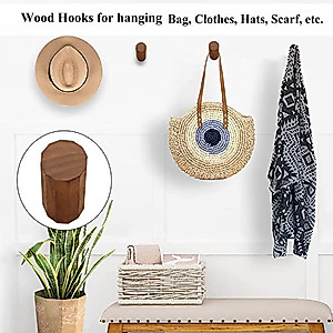 Wood Wall Hooks Entryway Coat Hooks Wall Mounted Hat Organizer Rack, 4 Pack Heavy Duty Hooks for Hanging Bathroom Towels, Plants