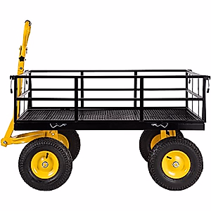 VEVOR Steel Garden Cart, Heavy Duty 1200 lbs Capacity, with Removable Mesh Sides to Convert into Flatbed, Utility Metal Wagon with 2-in-1 Handle and 13 in Tires, Perfect for Garden, Farm, Yard