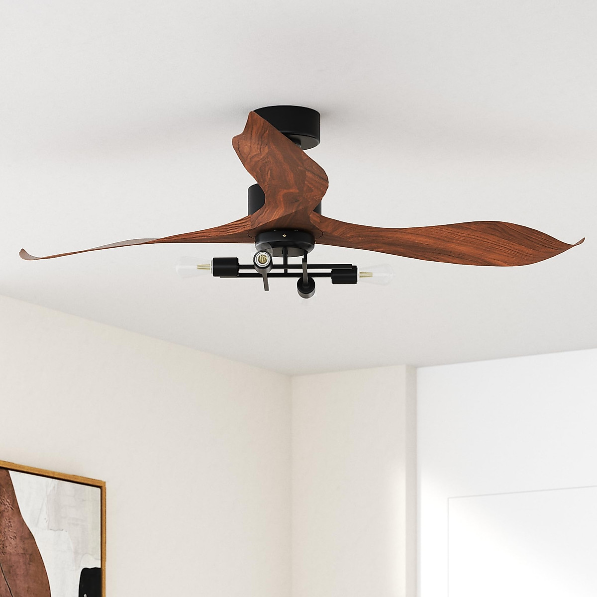52'' Ceiling Fans with Lights, Upgrade Ceiling Fans with Lights and Remote E27*4 Led Bulbs, 3 Blade Add Wood Modern 52 Inch Bedroom Ceiling Fan with Light for Living Room Bedroom Kitchen Patio
