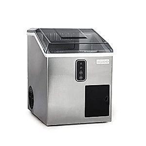 Igloo 44 lb Dual Purpose Ice Cube Maker & Dispensing Shaver, 12 Cubes Every 7-15 Minutes, 44 Lbs Daily, LED Touch Control Panel with Indicator Lights, Includes Ice Basket & Scoop, Stainless Steel