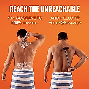 BRO SHAVER, Back Shaver for Men (DIY) Back & Body Hair Trimmer. Shave Wet or Dry. No Expensive Refills - Uses Double Edge Razor Blades. 15 Blades Included. Ergonomic Handle