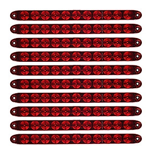 Partsam 10Pcs Red 15 Inch 11 LED Trailer Tail Light Bar Sealed Stop Turn Tail Park Third 3rd Brake Light Bar Trailer Center Light Bar for 80" or Wider Trailers DOT Certified and IP67 Submersible