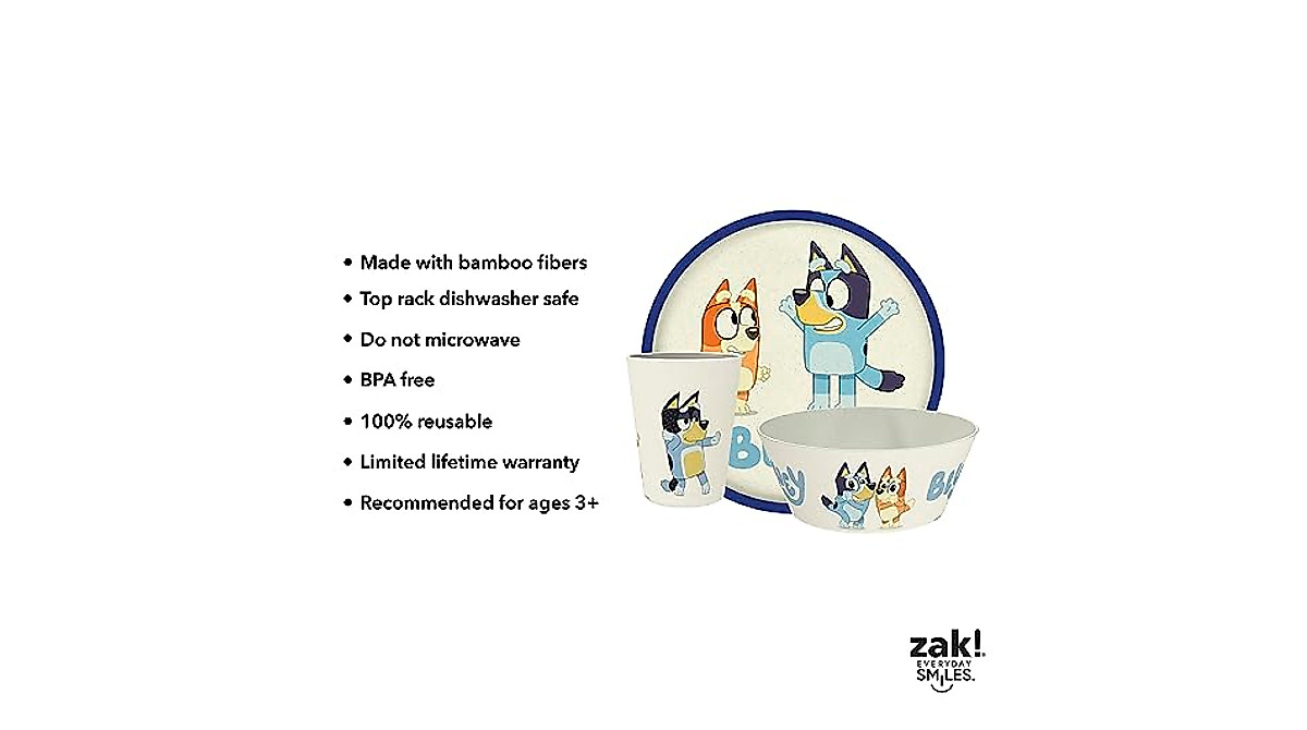 Zak Designs Bluey Kids Dinnerware Set – Fun & Durable
