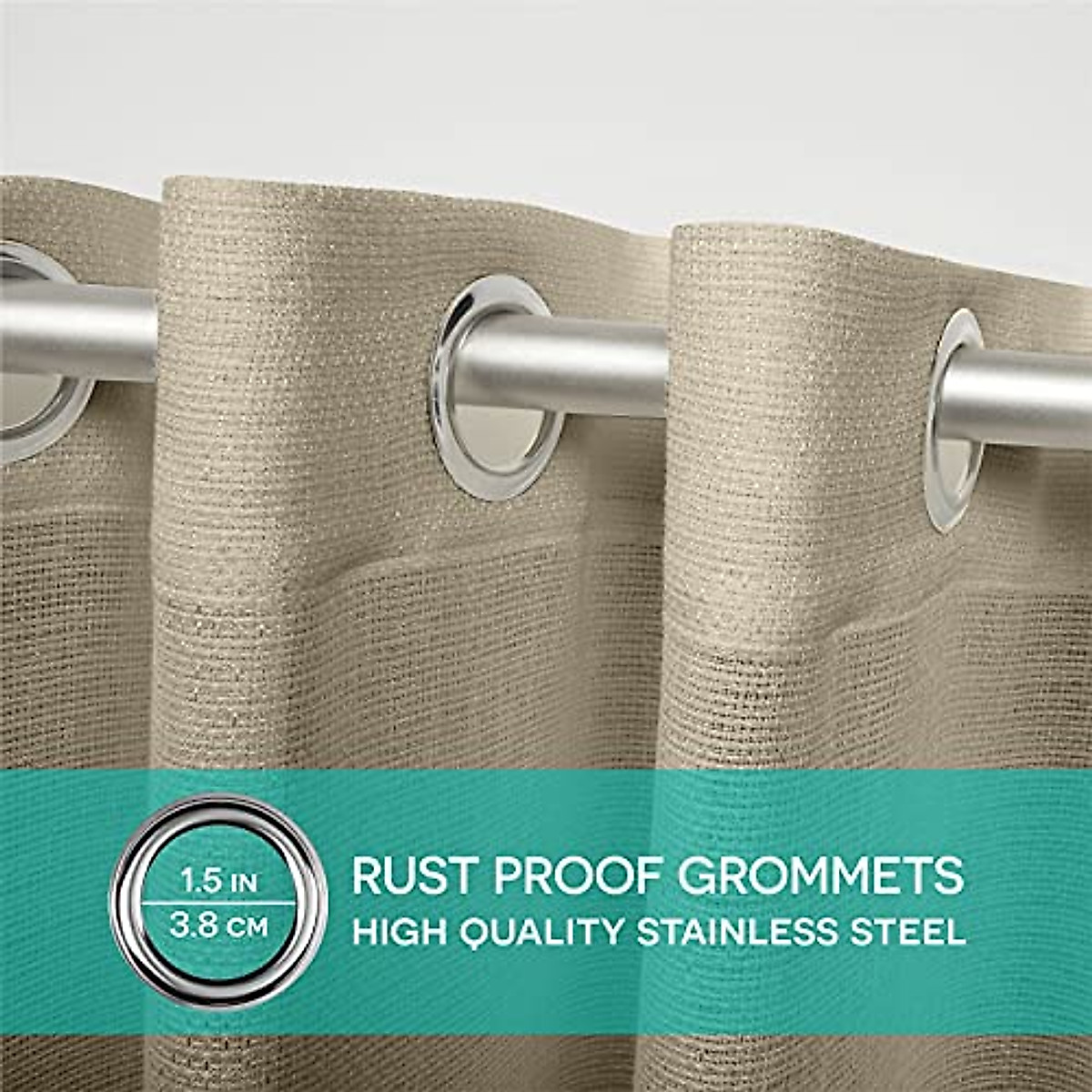 Exclusive Home Miami Semi-Sheer Textured Indoor/Outdoor Grommet Top Curtain Panel Pair, 54"x96", Taupe