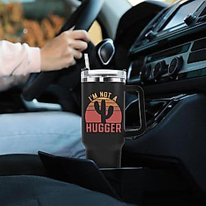 40 oz Tumbler with Handle and Straw Not A Hugger Tumbler with Lid and Straw Insulated Tumbler Stainless Steel Tumblers
