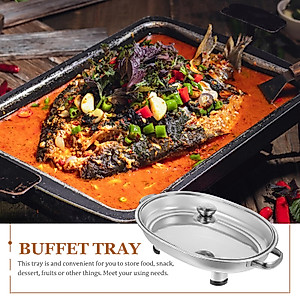 Stainless Steel Buffet Serving Dish Buffet Server Dish Buffet Snack Tray Food Plate for Buffet Stainless Steel Serving Tray Kitchen Food Holder Buffet Foods Holder Buffet Plates
