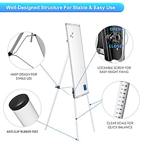 Easel Whiteboard - Magnetic Portable Dry Erase Easel Board 36 x 24 Tripod Whiteboard Height Adjustable, 3' x 2' Flipchart Easel Stand White Board for Office or Teaching at Home & Classroom