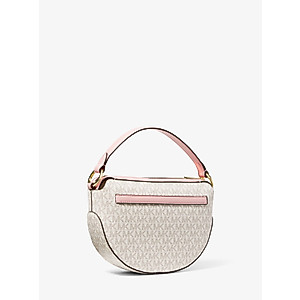 Michael Kors Emilia Half Moon Medium Shoulder Bag Logo Crossbody Vanilla Powder Blush