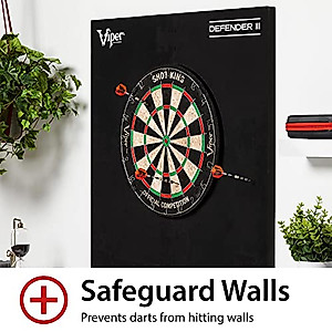 Viper Defender III Backboard & Sisal/Bristle Steel Tip Dartboard Bundle: Elite Set (Razorback Dartboard,Defender III Backboard, Edge Throw Line, 21pc Jar of Darts),black/yellow