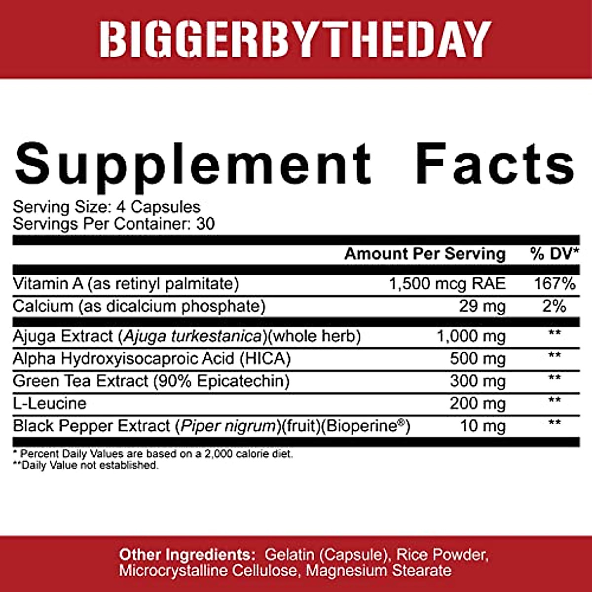 5% Nutrition Rich Piana BiggerByTheDay | Anabolic Muscle Builder, Hardcore Mass Gainer | Turkesterone, HICA, Epicatechin, Leucine | 120 Capsules (30 Servings)