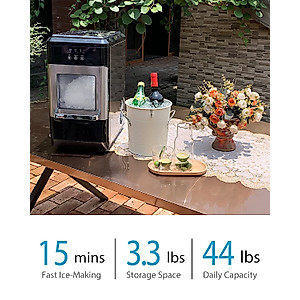 Watoor Countertop Chewable Nugget Ice Maker Auto Self-Cleaning with a Ice Scoop 44lbs Per Day