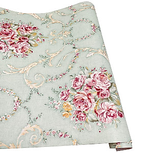 SimpleLife4U Retro Rose Furniture Paper Light Green Self-Adhesive Shelf Liner School Locker Sticker 17.7 Inch by 9.8 Feet