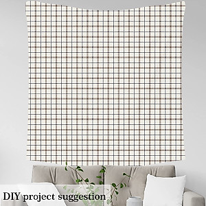 Brown White Lattice Upholstery Fabric Checkered Fabric by The Yard for Kids Teen,Farmhouse Geometric Grid Indoor Outdoor Fabric Buffalo Plaid Geometry Gingham Checkerboard Fabric,3 Yards