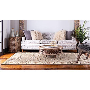 Unique Loom Voyage Collection Traditional Oriental Classic Intricate Floral Design Area Rug, 9 ft 12 ft, Light Green/Ivory