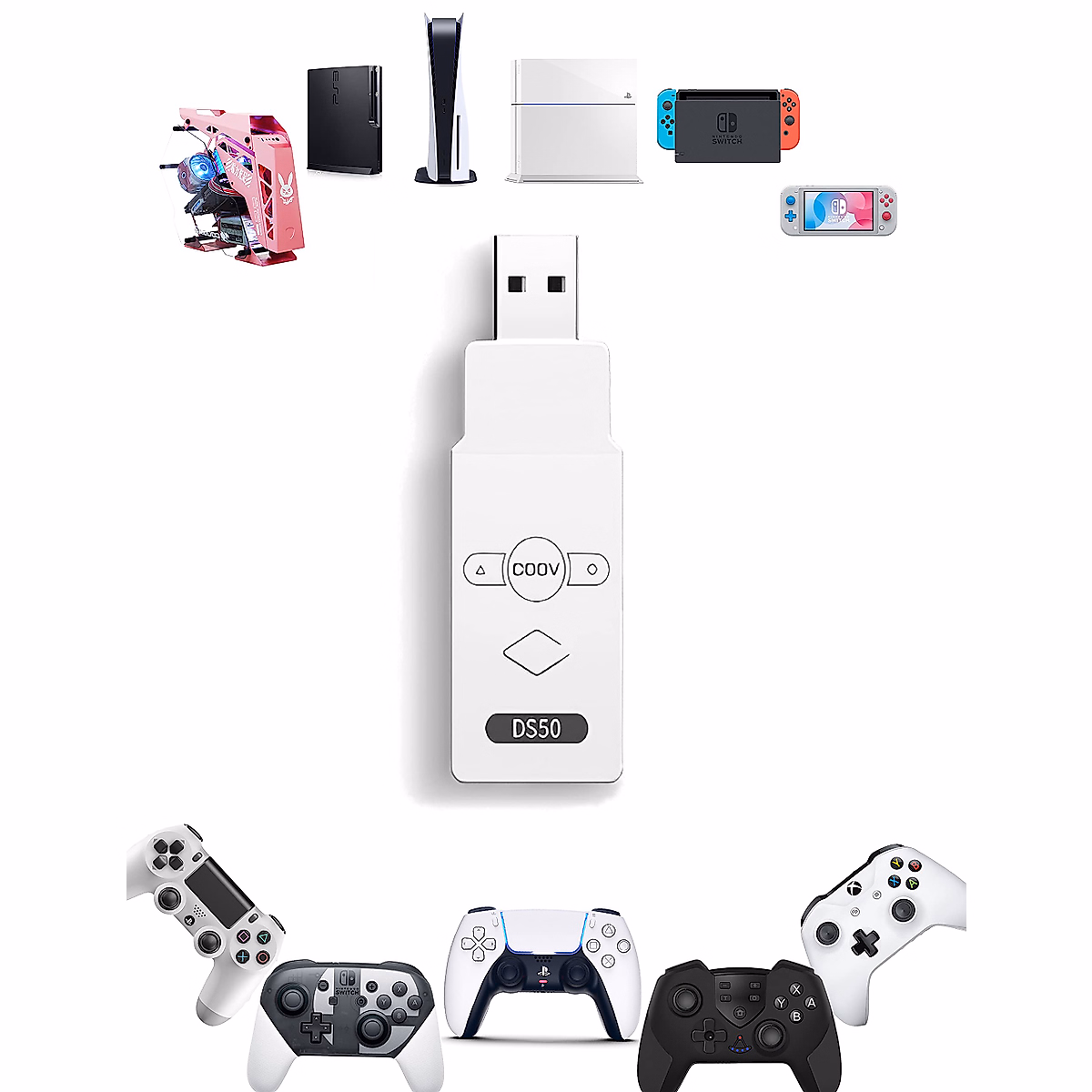 Controller Adapters,Wireless Controller Adapter for Xbox Series X|S Controller/Xbox One X|S Controller/Elite Series 2/PS5/PS4/Switch Controller Playing on PS4/Switch/Windows 11&10 PC