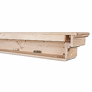 72 Inch Floating Fireplace Mantel Wood Shelf In Unfinished - Salem From Mantels Direct | Corbel Bracket Arches Included | Wooden Rustic Wall Shelf Perfect for Electric Fireplaces and Décor