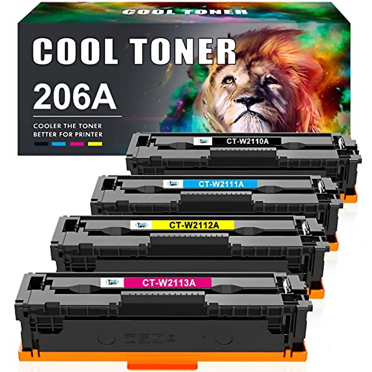 Cool Toner Compatible Toner Cartridge Replacement for HP 206A 206X W2110A W2111A W2112A W2113A Color Laserjet Pro M255dw MFP M283fdw M283cdw M283 M255 Printer Ink (Black Cyan Yellow Magenta, 4-Pack)