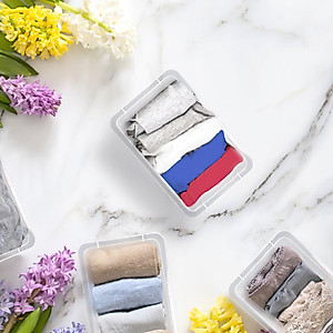 Plastic storage bins with lids, 6 Pack Stackable storage containers,5 Qt Clear storage organizer Small cubby storage,Stackable Cubby Containers (11.8x7.87x4.9") (Clear)