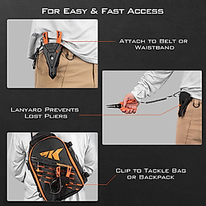 KastKing 7-inch Fishing Pliers and Filet Knife with Molded Sheath, 420 Stainless Steel Fishing Pliers, G4116 Corrosion Resistant Fillet Knife, 7'' Split Ring Plier and 7'' Fillet Knife, Orange