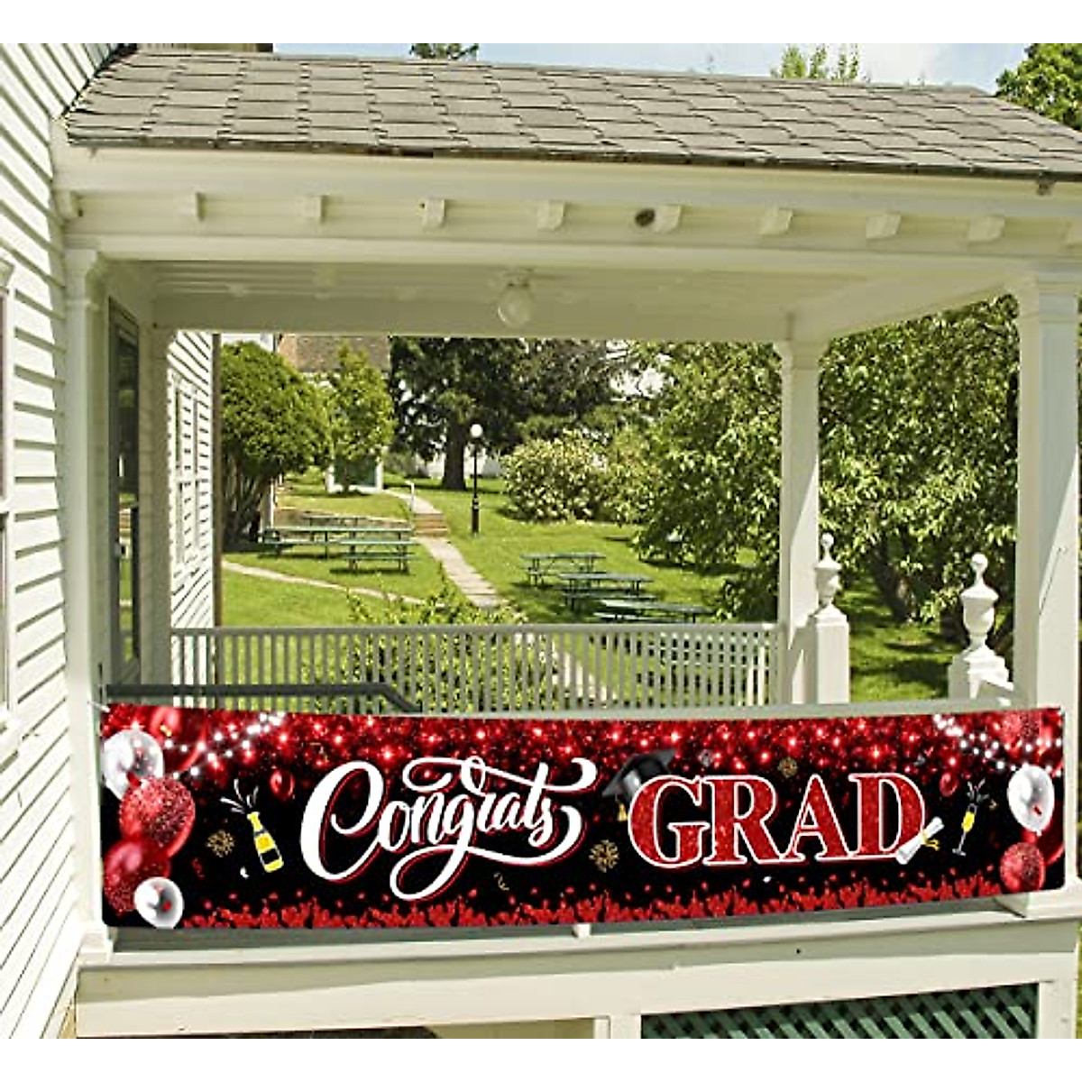Graduation Party Banner Decoration-2023 Congrats Grad Supplies Yard Sign Banner,Class of 2023 Backdrop for Grad Party Decoration (RED)