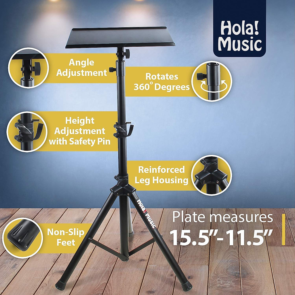 Hola! Music HPS-300B Heavy Duty Professional Multi-Purpose DJ Tripod Stand - Laptop Stand, Projector Stand, Mixer Stand and other Audio Equipment