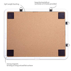 Dry Erase Board 11 by 14 in Monthly Grid Calendar- Magnetic Whiteboard with 4 Markers and 2 Magnets- White Frame- for School, Home, Office, Remote Learning- Easy to Hang on Walls or Magnetic Surfaces