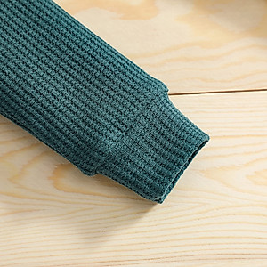 Thorn Tree Newborn Unisex Baby Clothes Set Hooded Long Sleeve Bodysuit Stretchy Pants Girl Boy Cotton Ribbed Outfits Fall Winter (Dark Green Hooded Suit,6-12 Months)