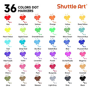 Shuttle Art Washable Dot Markers 36 Colors with Free Activity Book, Fun Art Supplies for Kids Toddlers and Preschoolers, Non Toxic Water-Based Paint Daubers, Dot Art Markers