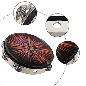 ZEAYEA 2 Pack Radiant Tambourine, 8 Inch 10 Inch Double Row Jingle Tambourine for Kids Adults Church, Hand Held Drums Percussion, Musical Educational Drum Instrument for Games, Party