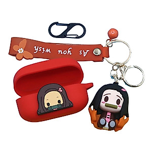 Cartoon Anime Case Compatible with Sony WF-1000XM4 with Keychain, Soft Silicone Shock Drop Proof Protections Cases Cover for Sony WF-1000XM4 (Red)