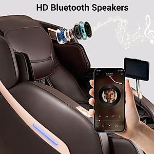 MYNTA Massage Chair, Full Body Zero Gravity SL Track Shiatsu Massage Chairs with Calf Heating, Thai Stretch, M1612 Brown