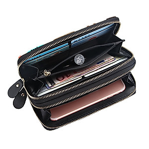 LATH.PIN Women Zipper Wallet Owl Wallet Purse Canvas Phone Card Holder with Coin Pocket and Strap